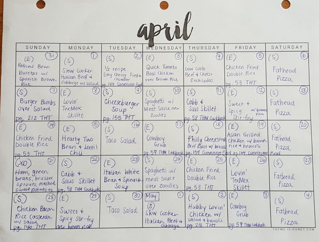 April Dinner Meal Plan - Darcie's Dish
